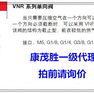 康茂胜（康茂盛）camozzi单向阀VNR-212-1/2  VNR-234-3/8