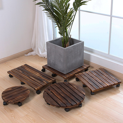实木置物底座带轮移动家用增高承重花瓶花盆垫底花托花架沥水托盘