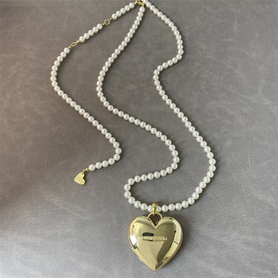 fever珍珠腰链韩国numbering大号金属开合爱心长款肩带包包项链