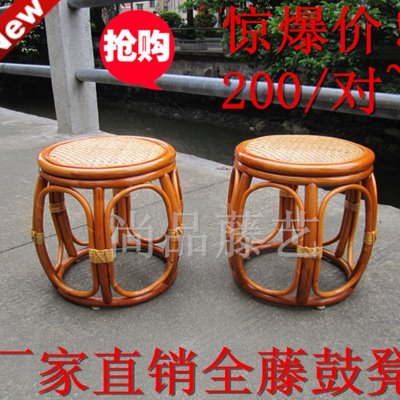 藤编鼓凳圆凳/小坐墩/酒店茶楼凳子/换鞋凳/矮凳/小藤椅/
