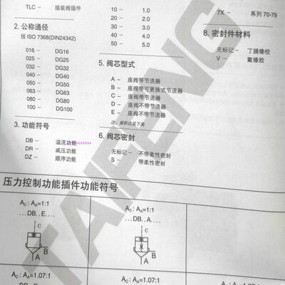 TAIFENG压力机插装阀插件 TLC025DB20A-7X 压力插件 压力控制阀