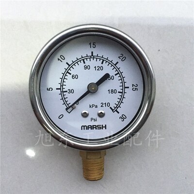 进口马士MARSH马绍恩2.5寸不锈钢压力表0~15/30/60/100/160psi