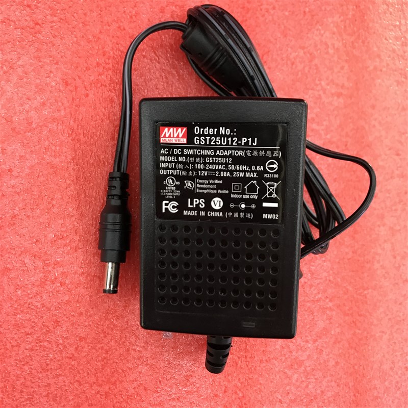 明纬电源适配器 GST25U12-P1J 25W 12V2.08A 企业级 美规能效VI级