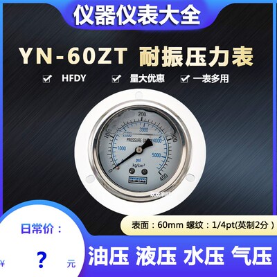 HFDY抗震耐震油压气压水压液压力表YN-60ZT 0-250 350 400 600kg