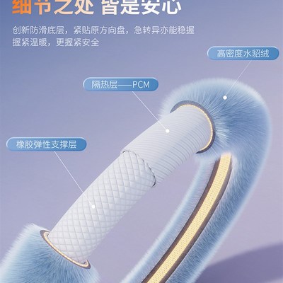 汽车方向盘套冬季毛绒车把套加热保暖保护套女士高级感2025新款