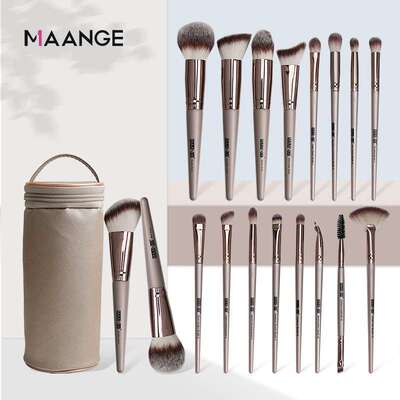 MAANGE/玛安格 18支化妆刷套装带PU刷包 便携美妆工具 外贸热销