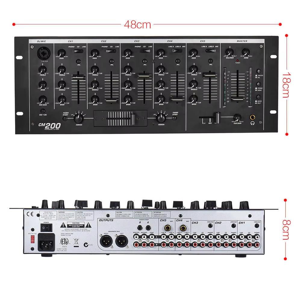 厂家专业五通道机架DJ混音器KTV舞台DJ调音台5通道DJ混音器调音台