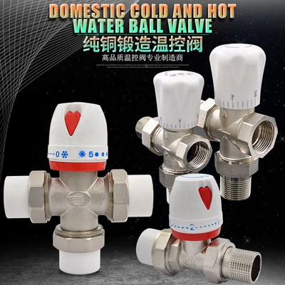 PPR温控阀暖气片专用温控阀门铜温控角阀散热器PPR水管管件配件