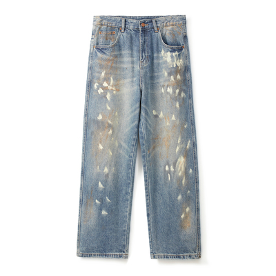 DESIGNSECRETS 25FW法国高端进口泼墨牛仔裤男士宽松直筒休闲裤子