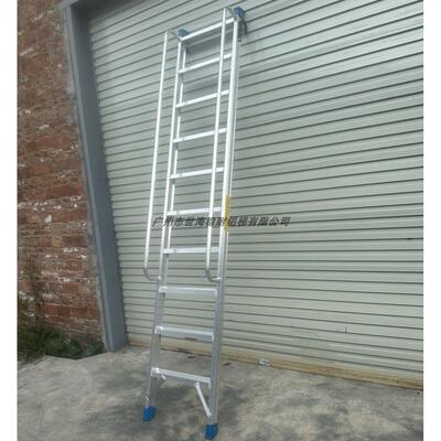 永光铝合金焊接防滑爬梯一字梯加厚梯子家用梯室内圆弧扶手踏步梯