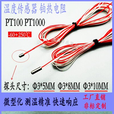 3*5MM超小PT100温度传感器微型铂电阻PT1000进口测温芯体2/34线