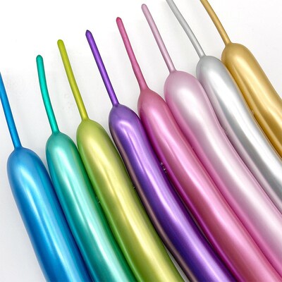 加厚金属魔术长条气球天朔牌1.8克balloon造金银铬色金属长条气球