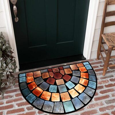Non slip Semi Circular Front Door Mat Easy to Clean Low跨境