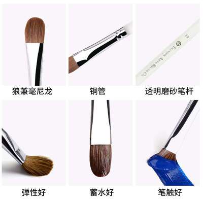 TRANSON/中盛 122透明磨砂杆狼毫水粉笔水粉套装笔油画笔美术成人