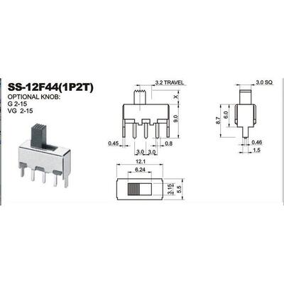 Ss12F44 G3 G4 G5G6G7Mm手柄高拨动开关垂直单排2速3针滑动开关