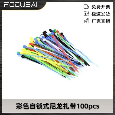 100pcs彩色自锁式尼龙扎带塑料捆绑束线带 2.5*3*100/150/200mm