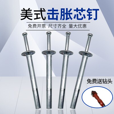 敲击内膨胀钉快速钉插片壁虎强力固定膨胀快速钉美式击芯膨胀钉M6