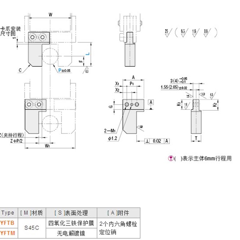 气动夹盘用卡爪(直接安装型) 平头型
