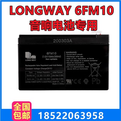 LONGWAY 龙威电瓶6FM10 (12V10Ah/20Hr) 音响儿童电动汽车蓄电池