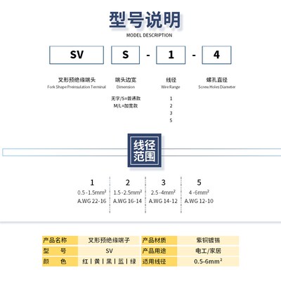 凤凰厚款SVL5-6加宽SV5-6叉形带护套加大边Y形开口U形冷压铜端头