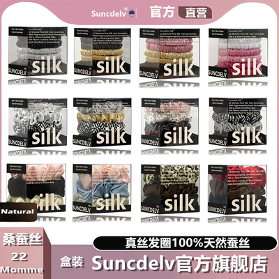 SUNCDELV真丝发圈套装 蚕丝护法女发绳 22姆咪时尚简约发饰套装