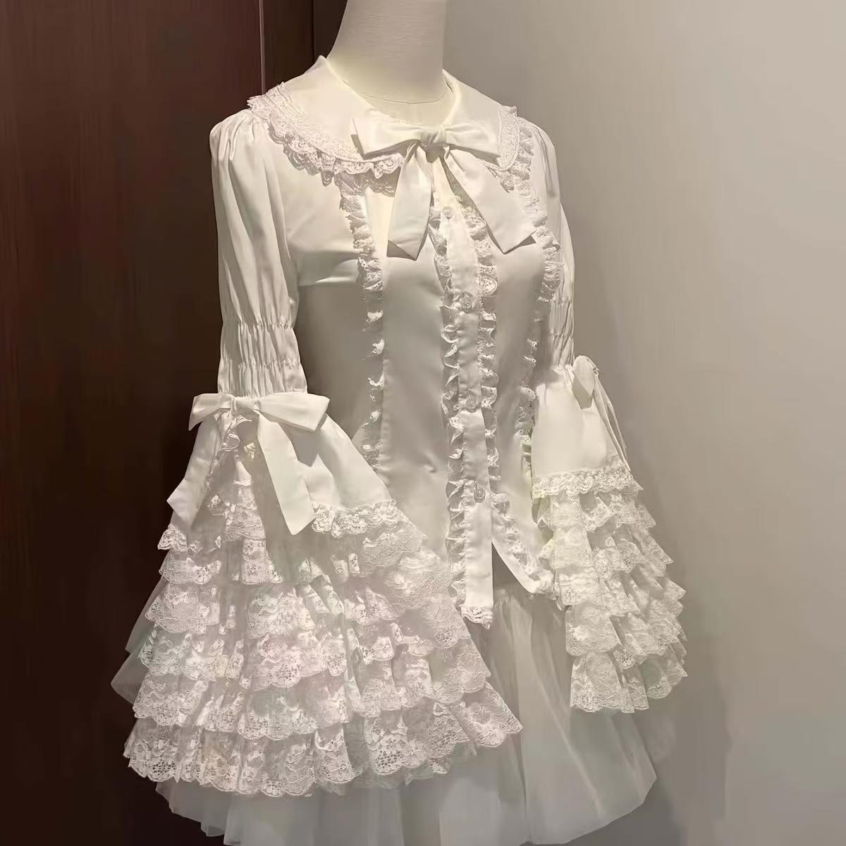 蕾丝dolllolita设计姬袖Lolita衬衫长袖原创百搭lolita内搭现货