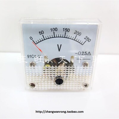 定制91C4小表头指针式电压表250V500V直流电压机械面板表45x45mm
