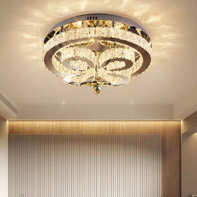 现代简约LED圆形卧室灯 方形客厅吸顶灯 Crystal Ceiling Lamp