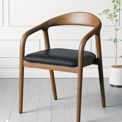 实约木餐椅靠背椅茶凳子家用SIF简酒餐店厅椅圈椅新中式椅舒美特