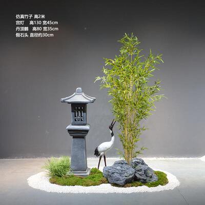 现00000001代中式仿真竹子地造景梯室内装饰假植物落景楼间角落橱