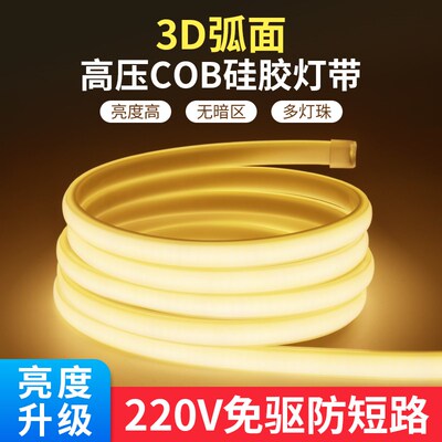 超薄led灯带220v防水超亮自粘线形灯槽家用客厅吊顶24vCOB软灯条