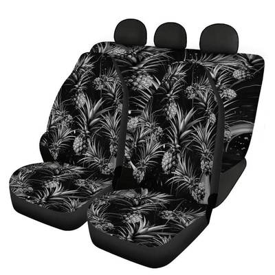 汽车坐套个座大菠性萝理石纹向日葵满424印汽车前后排椅座垫五件