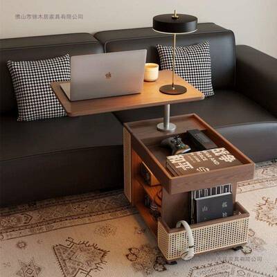 可移边巴士几动降茶几家用客厅沙发边柜子中古风小推升车99865简