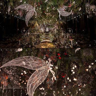 婚庆道具新铁精纱灵网蝴蝶翅膀小精灵吊XLR顶件摆橱窗装饰舞艺台