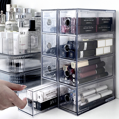 透明口红收纳盒唇釉化妆刷一体亚克力储物盒轻奢可叠加唇膏分装盒