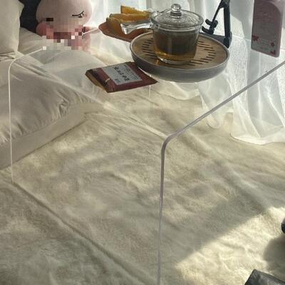 亚克AWC茶几明浮轻奢感网透红边几奶力油风主卧阳台飘窗小悬桌子