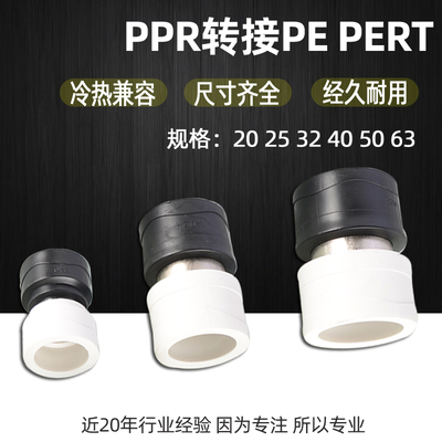 4/6分1寸PPR转接头转换PE/PERT直接20/25/32/40/50/63PPR水管配件