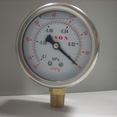耐震充油真空压力表63MM不锈钢立式真空表-76cmHg 30inHg -0.1MPa