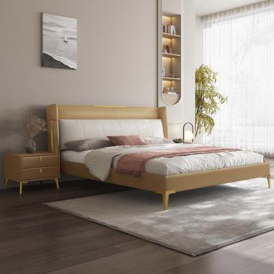 GIR新8款意极简奶轻奢油风主卧1式.米双人床现代简约皮床科技布大