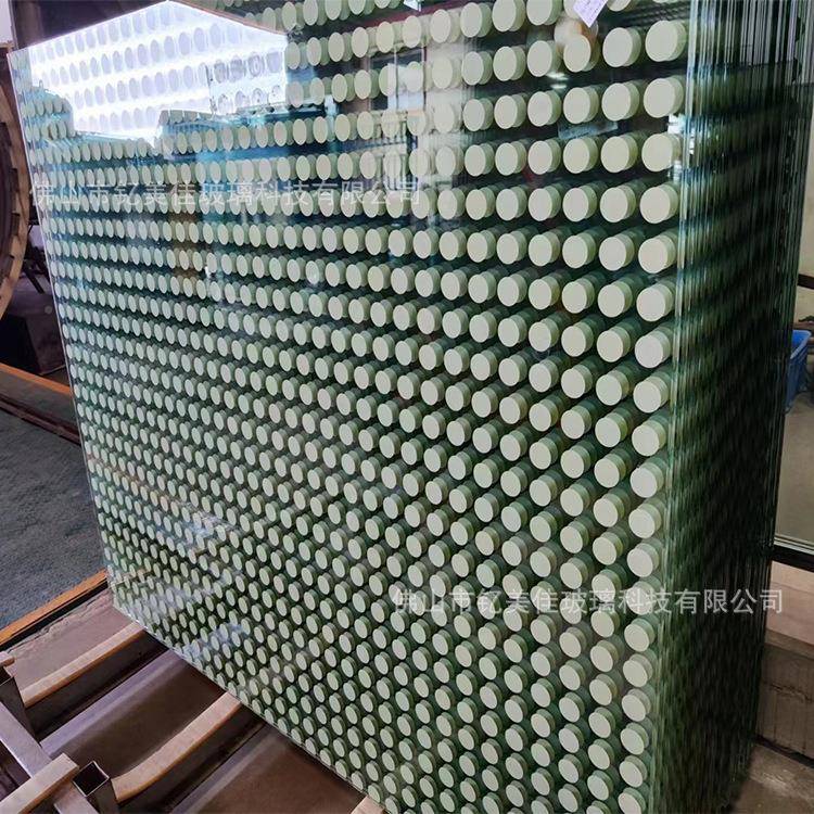 厂990家生产+8断8双普白彩高温釉圆点夹胶钢化玻璃隔办公艺术玻璃