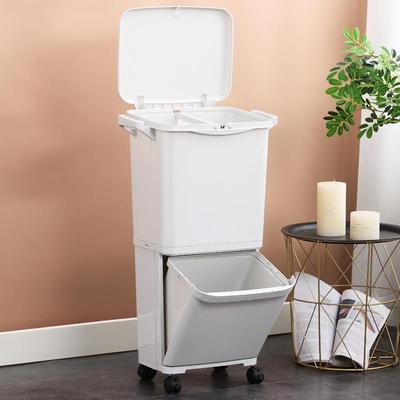 日式双层分类KRA垃桶家圾用干湿分离大收容量垃圾筒厨房余厨塑料