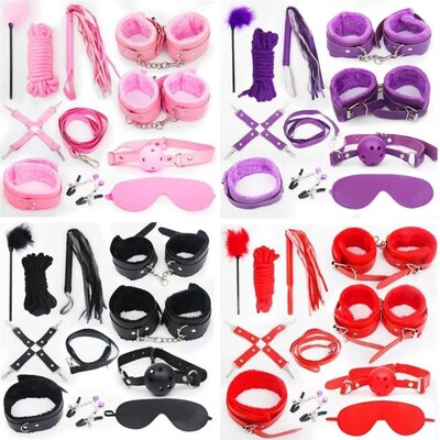 Role-playing 10 PCs BDSM Adult Sex Plush Cuff Lace up Drawst