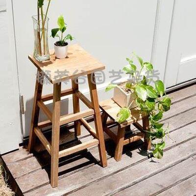 户外圆花园木凳子方高凳花架复古做ZRK旧矮置物架日式凳风实格大
