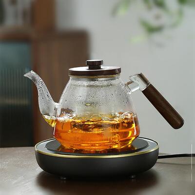 高硼硅玻璃提蒸煮茶壶壶烧水胡电桃木梁壶可陶炉加热煮茶壶6226泡