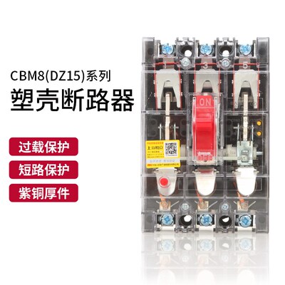空开断路器CBM8 DZ15-40A63A100A2P3P三相工地电闸透明保护器开关