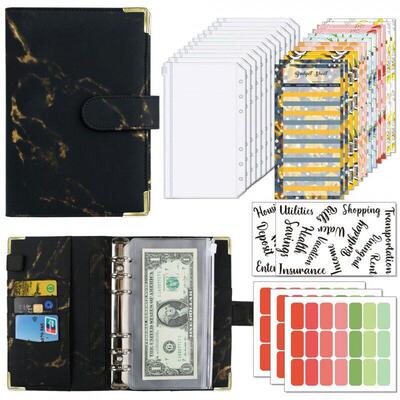 A6 Budget Planner PU Leather Notebook Binder Organizer活页夹