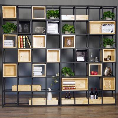 隔断风屏展示柜工铁业风置物JY-8815架餐厅玄关客艺厅装饰实木书