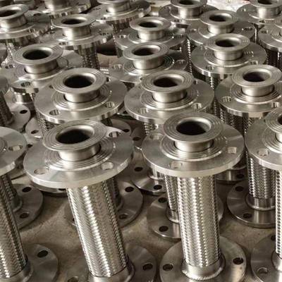 不锈钢软法兰式3汽04属管耐腐高BBU温高压蒸软连接波金纹管钢丝编