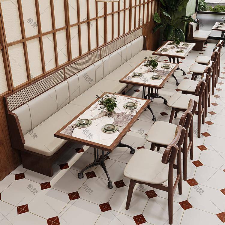 东南亚藤编饭餐桌藤厅餐椅46332商用餐饮店店西餐厅弧形编卡座沙