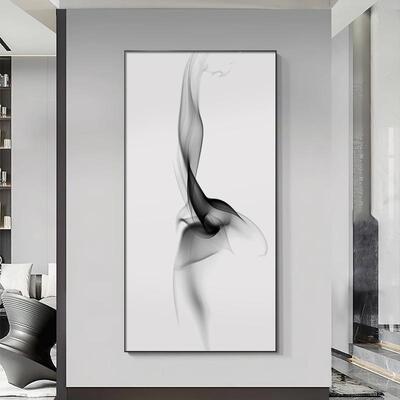 玄OHC关画202黑5新款高端竖版轻奢白入户挂正对门廊过道走装饰画